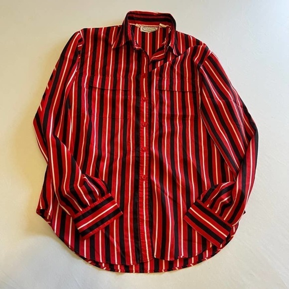 The Villager | Tops | Vintage The Villager Red Black White Striped ...
